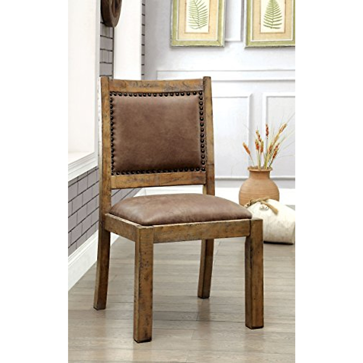 Furniture of America Burton Dining Chair, Rustic Pine