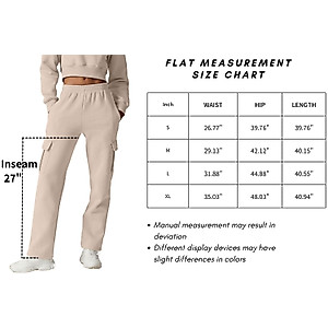 QINSEN Plus Size Womens Elastic Waist Sweatpants Long Fleece Cargo Pants for Leisure XL Beige