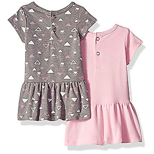Hanes Baby Flexy Set-2 Short Sleeve Tunics with 2 Leggings, Pink Fun, 12-18 Months