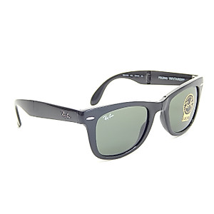 New Ray Ban Folding Wayfarer RB4105 601 Glosssy Black/Green 50mm Sunglasses