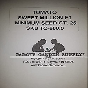 PAPAW'S GARDEN SUPPLY LLC. HELPING THE NEXT GENERATION GROW! Sweet Million Cherry Tomato Seeds, Non-GMO, 1 Pack of 25 Seeds