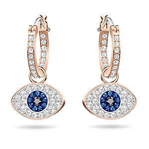 SWAROVSKI Unisex Symbolic Evil Eye Hoop Pierced Earrings, Rose-Gold Tone 5425857