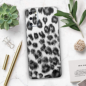 DesignSkinz Real Snow Leopard Hide Protective Vinyl Decal Wrap Skin Cover Compatible with The Samsung Galaxy S20 (Screen Trim & Back Glass Skin)