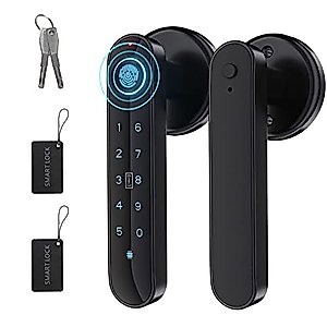 ENOKER Fingerprint Door Lock Knob - Keyless Entry Door Lock with Handle 100 Fingerprints/IC Cards/Passcodes/Keys, Smart Electronic Biometric Door Knob Deadbolt Keypad for Bedroom Home Office Apartment