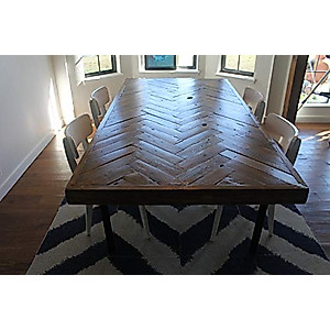 Reclaimed Wood Herringbone Dining Table - Made to Order