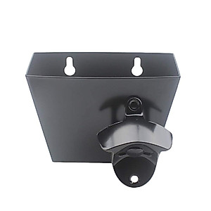 Luwanburg Stainless Wall Mounted Beer Bottle Opener and Cap Catcher Set (Black)
