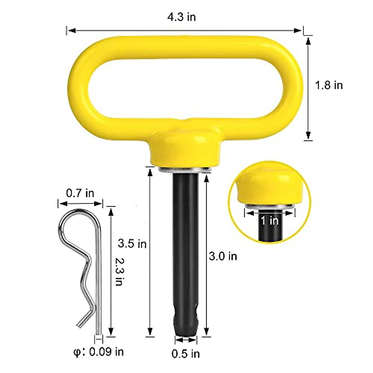 Comonc Magnetic Trailer Hitch Pin 1/2 Inch with Cotter Pin, 1500 Lbs Trailer Pin, Stainless Steel Heavy Duty Lawn Mower Hitch for Lawn Sweeper, ATV, Garden Tractor