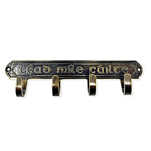 Exclusively Irish Cead Mile Failte Celtic Key Holder Home Decor 4 Hooks Antique Brass Irish Housewarming Gift
