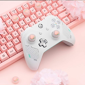 GeekShare Fruits Theme Xbox One Controller Thumb Grips, Thumbsticks Cover Set Compatible with Xbox One Controller, 2 Pair / 4 Pcs - Peach and apple