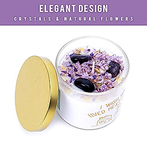 Lavender Crystal Candles, POSOWEL Lavender Soy Candle - I Wish You Lived Next Door - Best Friend, Friendship Gifts for Women, Mothers Day, Birthday Gifts for Friends Mom Wife