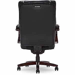 La-Z-Boy Bellamy Executive Office Chair with Memory Foam Cushions, Solid Wood Arms and Base, Waterfall Seat Edge, Bon, Black