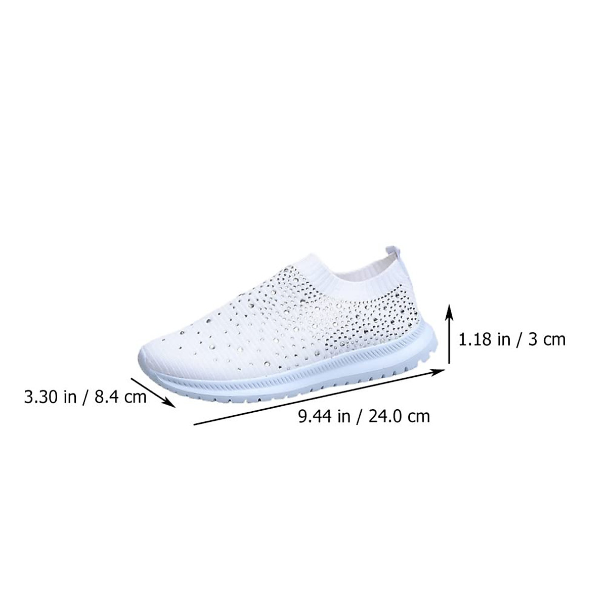 1pair Rhinestone Sneakers Miss White Sole: Rubber Simple