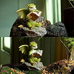 ZHF Rex Green Dragon-Mini Collection Fantasy Statue Cute Dragon Statue Landscape Small Sculpture Garden Crafts Desk Decoration Desk Decoration Home Collectibles (F)