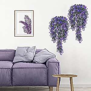 Waipfaru 2pcs Fake Ferns, Artificial Hanging Plants with Fuller Leaves, Fake Plants with Faux Ivy Vines, UV Resistant Artificial Outdoor Plants for Room Patio Garden Home Indoor Outdoor Porch Decor