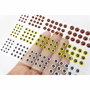 HTHYLURE 732 PCS Fishing Lure 3D Reptile Lure Eye 4 Sets Mixed Colors Lure Eyes Simulation Making Fly Tying Fake Fish Eyes Holographic Fake Eyes 3mm 4mm 5mm 6mm 732pcs