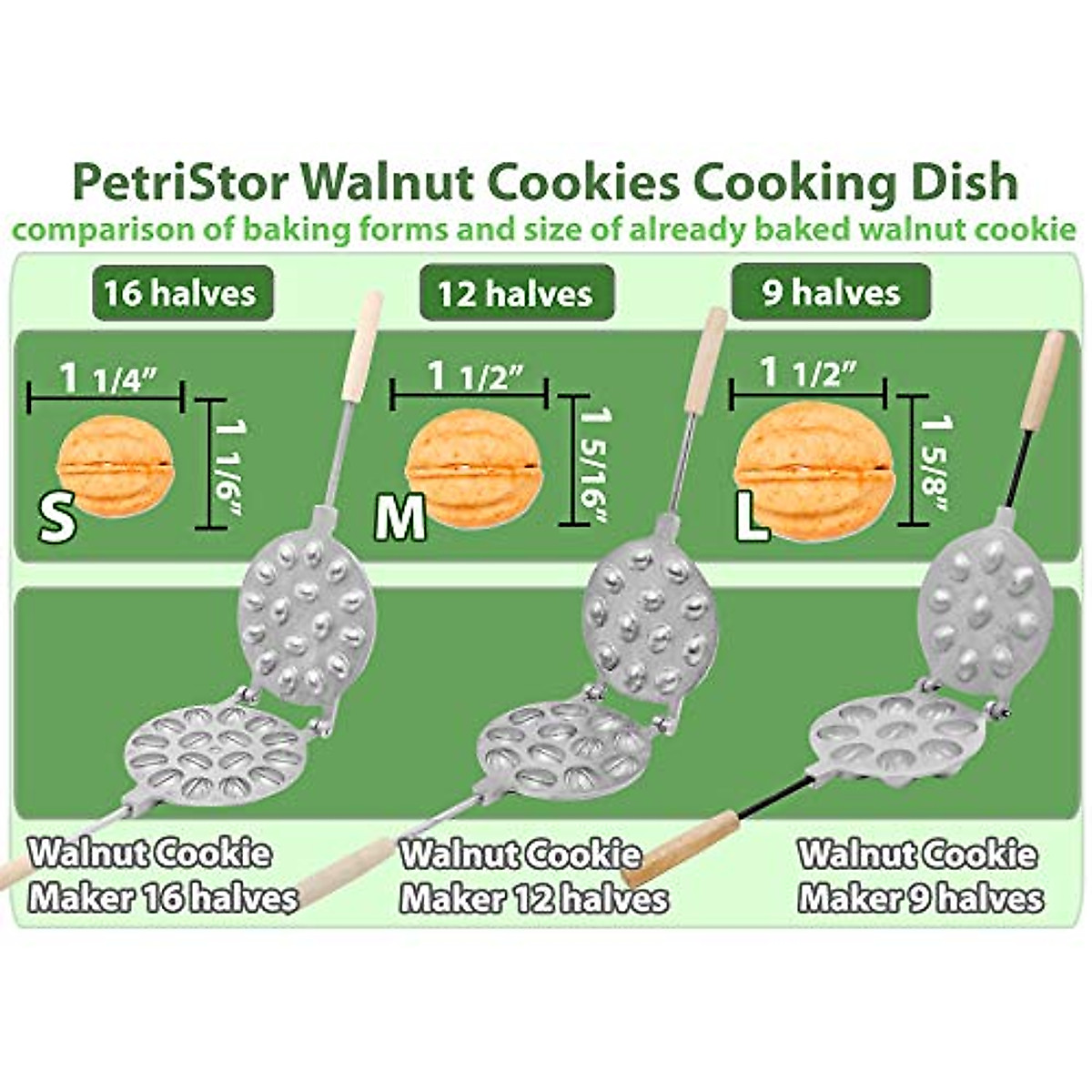 Walnut Cookie Mold (Oreshek) Maker 9 Halves Nuts Big Oreshki Russian Soviet Cookies Pastry