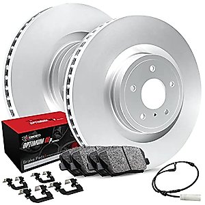 R1 Concepts Front Brakes and Rotors Kit |Front Brake Pads| Brake Rotors and Pads| Optimum OEp Brake Pads and Rotors |Hardware and Sensor Kit |fits 2012-2017 Audi A6, A6 Quattro, Q5, S4, S5
