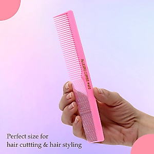 Allegro Combs 420 Hair combs Barber Comb Set Hair Cutting Pocket Styling For Hair Stylist 12 Count (Fresh Pink)