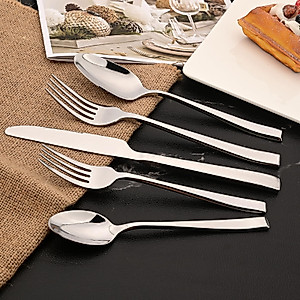 Snplowum 20-piece Silver Cutlery Set, 18/10 Stianless Steel Silverware Heavy Duty Tableware Set Include Dinner Knife/Fork/Spoon, Service For 4, Mirror Polish
