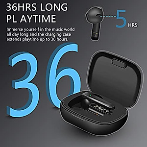 CABLE4U Wireless Earbuds, 40H Playtime Bluetooth Earphones Touch Control for iPhone & Android, IPX7 Waterproof Wireless Bluetooth Earbuds with LED Display Mic Earphone in-Ear for Work Sports Travel