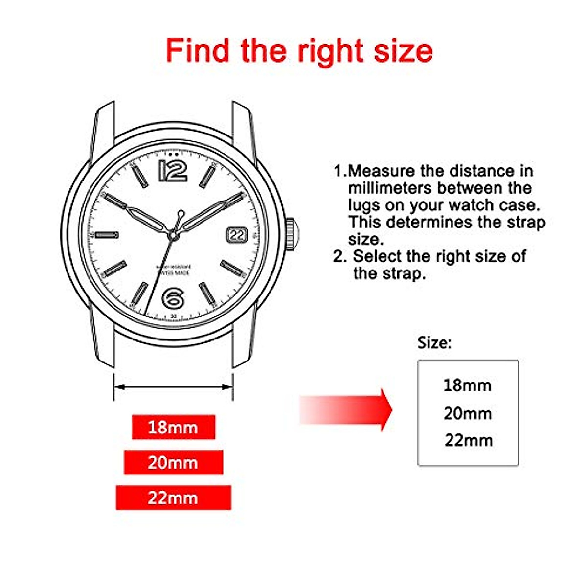 Wellfit Watch Strap, 22mm Silicone Watch Band, 22mm Watch Band Quick Release, 22mm Rubber Watch Bands (22mm, Black)