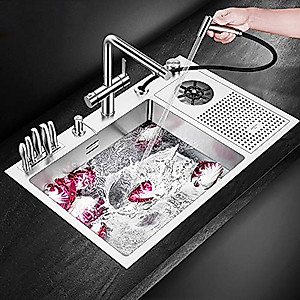 LMMDDP Handmade Brushed Sink 304 Stainless Steel 4mm Thickness High Pressure Cup Washer Bar Counter kitchen Sink ( Color : Set 4 )