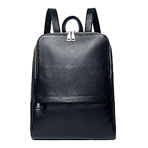 COOLCY Women Real Genuine Leather Backpack purse Fashion Bag (Black)