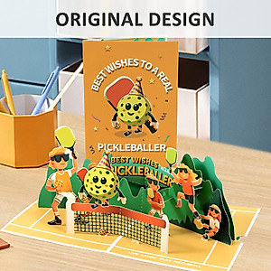 Kauai Sun Pickleball Themed 3D Pop-Up Card, Cheerful Pattern and Original Design, Premium Gift and Birthday Get Well Thank You Card for All Pickle Ball Lovers