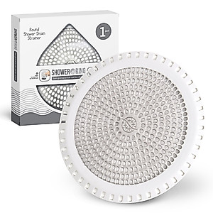 Ultra ShowerRing, The Ultimate Shower Drain Protector/Hair Catcher/Strainer/Snare/Cover (White)