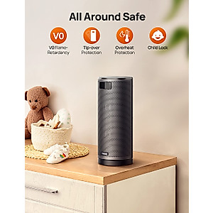 Rellorus Space Heaters for Indoor Use, 1500W Fast Heating Portable Electric PTC Ceramic Heaters, with ETL Certified, Remote, Thermostat, 80° Oscillating, Night Light, for Bedroom Large Room Office