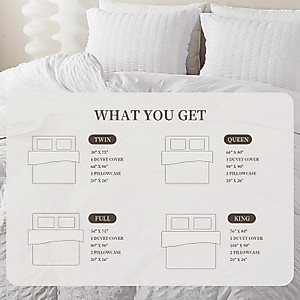HYLEORY White Duvet Cover Queen Size, 3 Pieces (1 Duvet Cover + 2 Pillow Cases) Soft Washed Microfiber Duvet Cover Seersucker Duvet Cover Set with Zipper Closure and Corner Ties for All Seasons