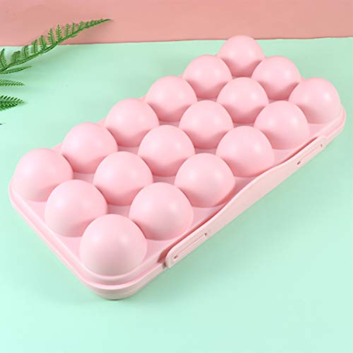 DOITOOL 2PCS Plastic Egg Holder for Refrigerator Deviled Egg Tray with Lid,Kitchen Shockproof Plastic Egg Storage Container for Fridge (Pink)