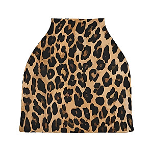 Leopard Skin Baby Car Seat Covers Canopy Nursing Cover Breastfeeding Scarf Soft Breathable Stretchy Coverage Infant Stroller Cover Multi Use for Boys Girls Babies