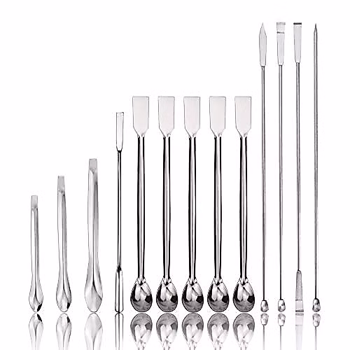 13Pcs Stainless Steel Lab Spatula Micro Scoop Reagent Laboratory Mixing Spatula 22cm Long Sampling Spoon