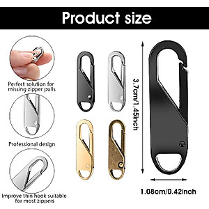 Zipper Pull Tab Kit Zipper Pull Replacement,Metal Zipper Pulls for Purses,Handbags,Luggage,Backpacks,Coats,Detachable Zipper for Sewing,with Small Storage Box(10+1 Pcs,Black,Silver,Gold,Bronze,Grey)