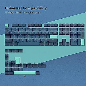 XVX Low Profile Keycaps, 137 Keys Custom Keycaps, Blue Horizon Keyboard Keycaps for 60% 65% 75% 80% 100% Cherry Gateron MX Switches Mechanical Keyboard