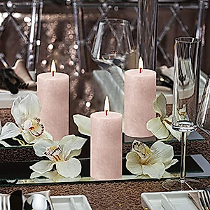 BOLSIUS 4 Pack Misty Pink Rustic Pillar Candles - 2 X 4 Inches - Premium European Quality - Natural Eco-Friendly Plant-Based Wax - Unscented Dripless Smokeless 30 Hour Party Décor and Wedding Candles