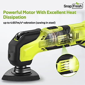 Cordless Oscillating Tool, SnapFresh 20V Battery-Powered Oscillating Multi-Tool with 6 Variable Speed Control and 22pcs Accessories for Trimming,Cutting, and Removing, Battery and Charger included