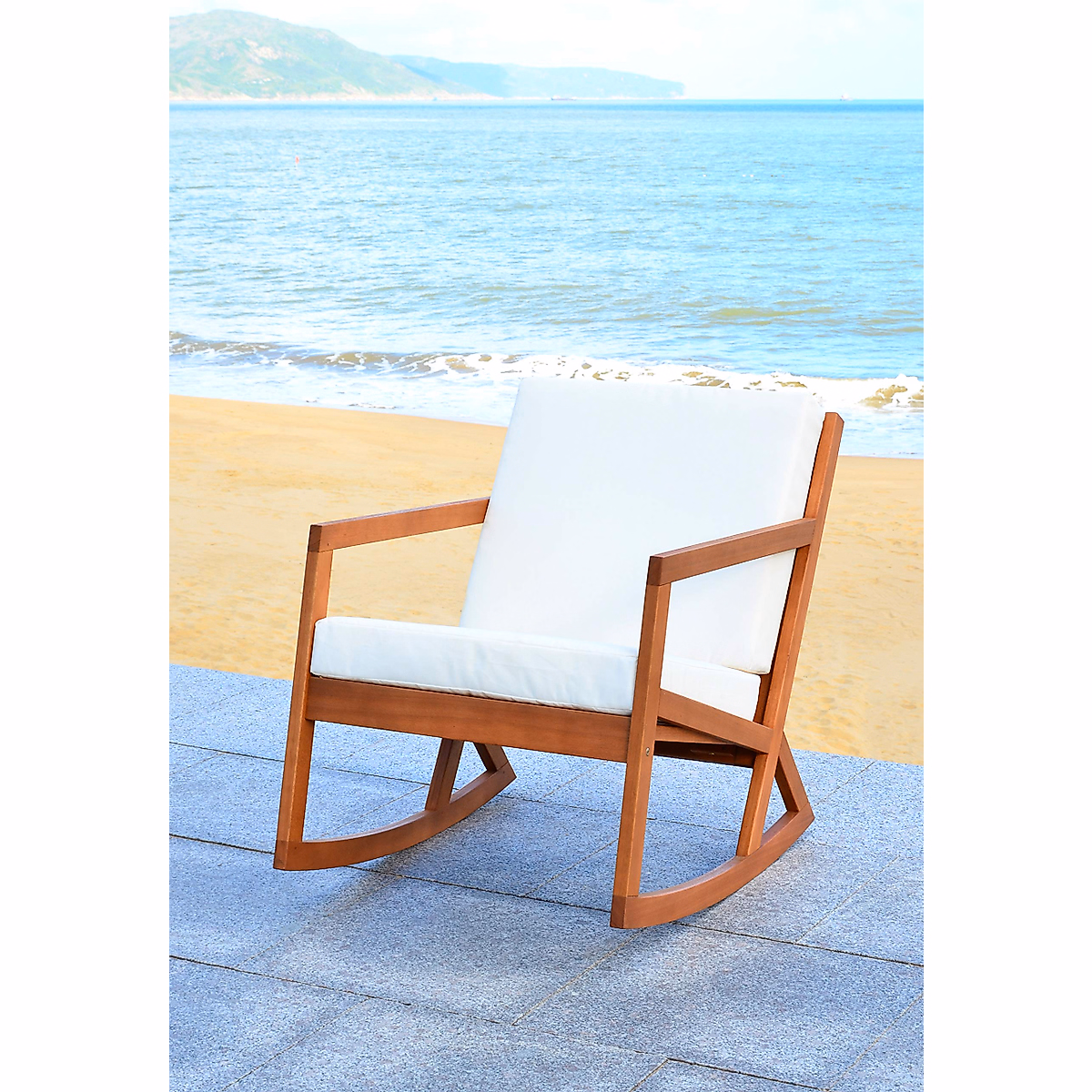 Safavieh Outdoor Rocking Chair and Christopher Knight Home Acacia Wood Side Table
