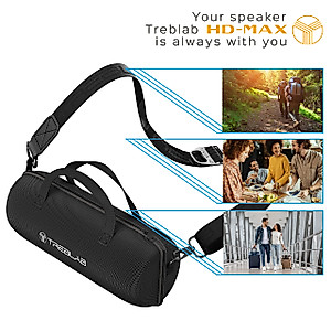 TREBLAB CB-Max - Original Carrying Case HD-Max Wireless Bluetooth Speaker - Сompatible with Any Portable Speaker 5.5 x 12.6 x 5.3 in or Less