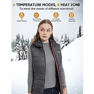 ORRNIKKO [2024 All-New] Heated Vest Women - Detachable Heated Hood, With 7.4V 16000mAh Battery Pack, Womens Heated Vest