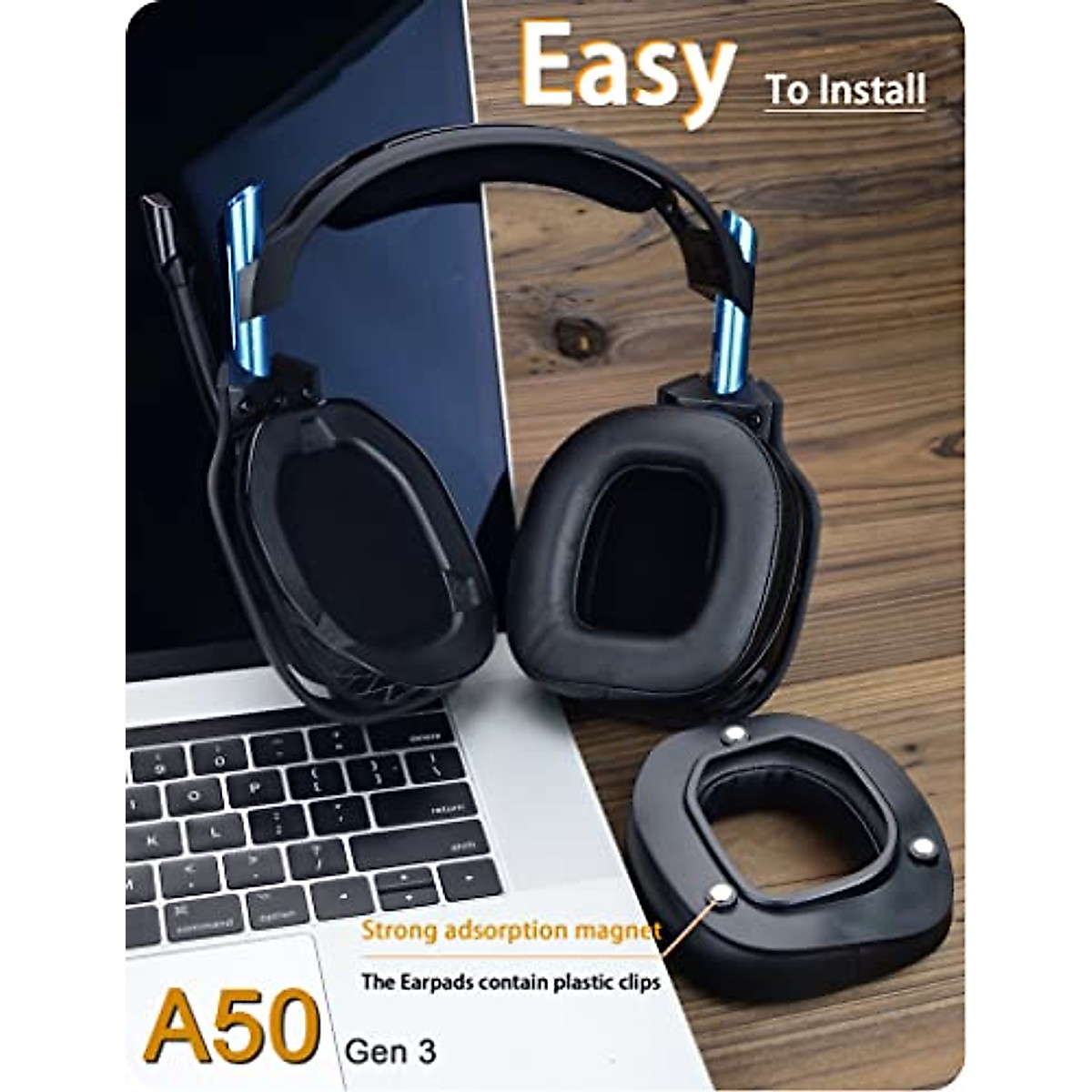 A50 Gen 3 Mod Kit - defean Replacement Earpads and Headband Compatible with Astro A50 Gen 3 Headset,Ear Cushions, Upgrade High-Density Noise Cancelling Foam, Added Thickness (Black Protein)