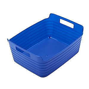 ECR4Kids Assorted Large Bendi-Bins with Handles, Stackable Plastic Storage Bins for Toys and More, Assorted Colors (6-Pack)