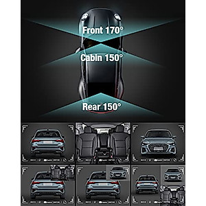 OMBAR 3 Channel Dash Cam, Built-in WiFi GPS, eMMC 64G Storage, 4K Front Dash Cam, 2K+1080P Car Camera Front and Cabin/Rear, 1080P+1080P+1080P Dashcams for Cars with 3.99" IPS Screen, IR Night Vision