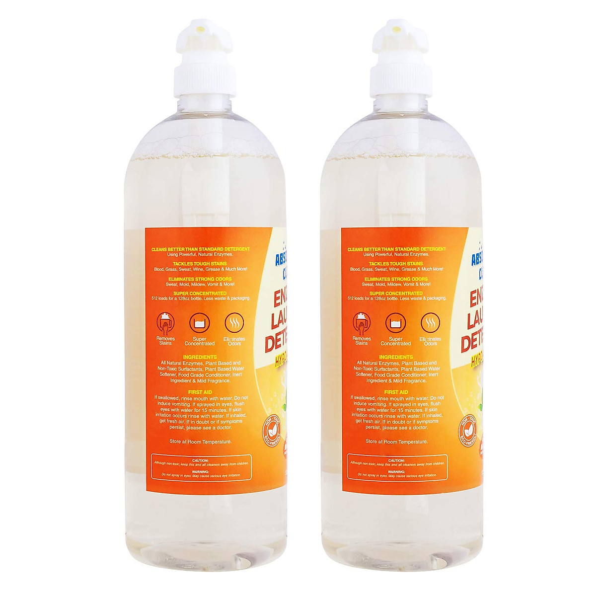 Amazing Natural Based Laundry Detergent Liquid (256 Loads) - Powerful Natural Enzymes - USA Made (32oz Bottle)