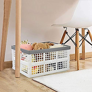 Inhouse 34 Quart Collapsible Milk Crates, Foldable Plastic Container Bin, 3 Packs, F