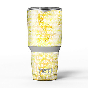 Design Skinz The Watercolor Yellow Surface with White Semi-Circles - Skin Decal Vinyl Wrap Kit Compatible with The Yeti Rambler Cooler Tumbler Cups
