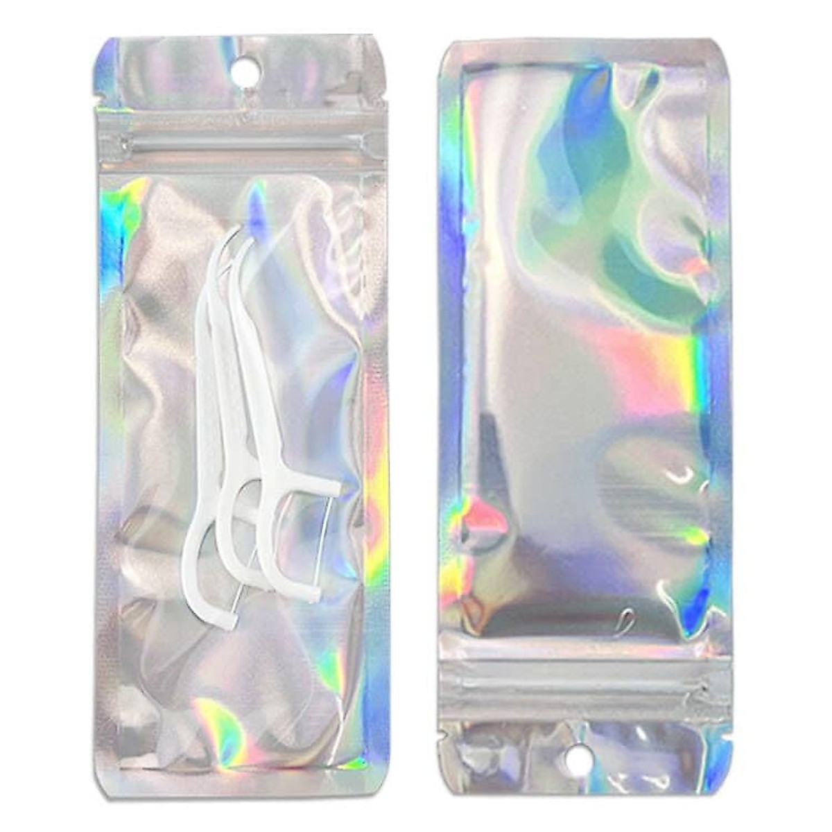 MITOB 100 Pack Clear Mylar Bags 2.36x5.9 inch Resealable Zipper Self Seal Clear Plastic Aluminum Foil Bag Flat Heat Sealable Small Food Storage Bags for Party Favor Pouch with Tear Notch Hang Hole