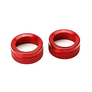 iJDMTOY 2pc Red Sports Aluminum AC Climate Control and Radio Volume Knob Ring Covers Compatible With Porsche 2014-up Macan, 2011-2018 Cayenne, 2010-2016 Panamera, 2012-2019 911