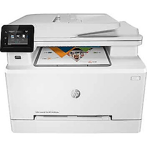 HP Color Laserjet Pro M283cdw AIO - Scan Copy Fax -Wireless Laser Printer, Touchscreen, Up to 600 x 600 dpi, 50-Sheet ADF, 22 ppm, Duplex Printing, White, with Printer Cable